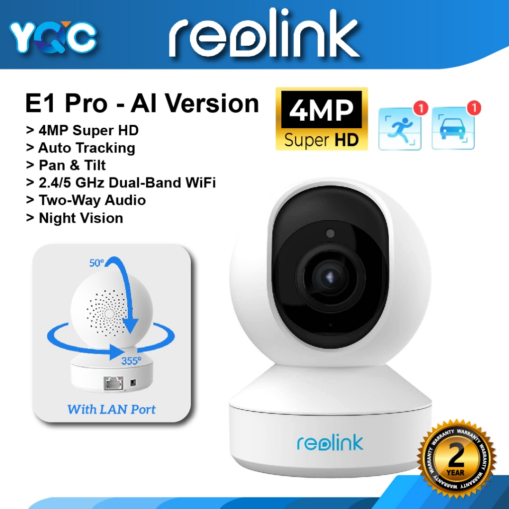 Reolink E1 Pro V2 AI Wireless PT Smart Home Camera CCTV IP 4MP 4 MP Super HD, Pan & Tilt ...