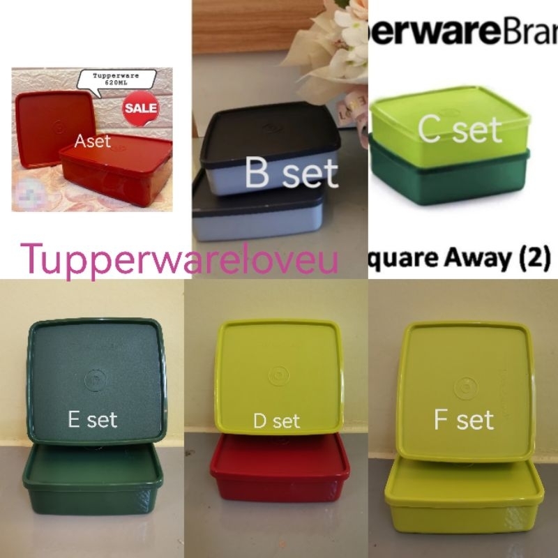 Tupperware Large Square Away 620ml (2pcs) | Shopee Malaysia