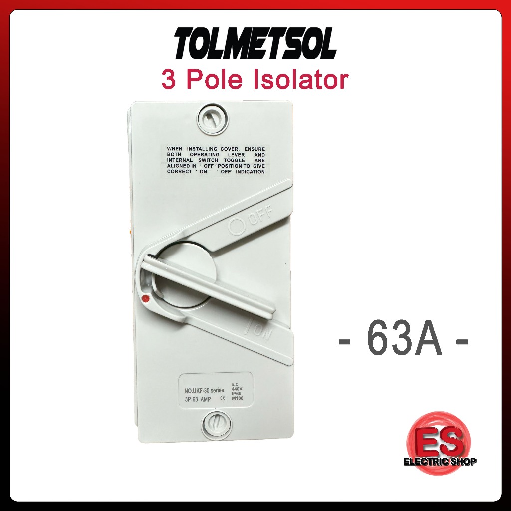 TOLMETSOL Weatherproof Isolator Switch 3 Pole ( 20A / 35A / 60A ) | Shopee Malaysia