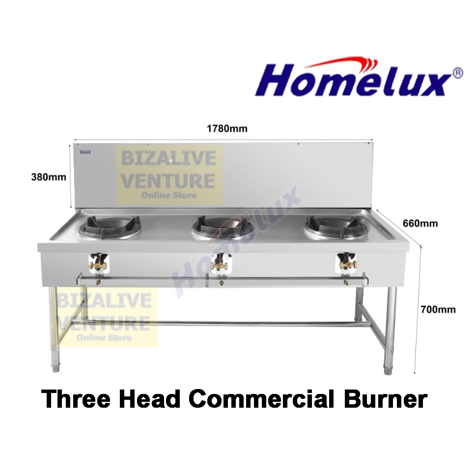 Homelux 3 Head Commercial Burner + Stand | High Pressure Gas Stove ...