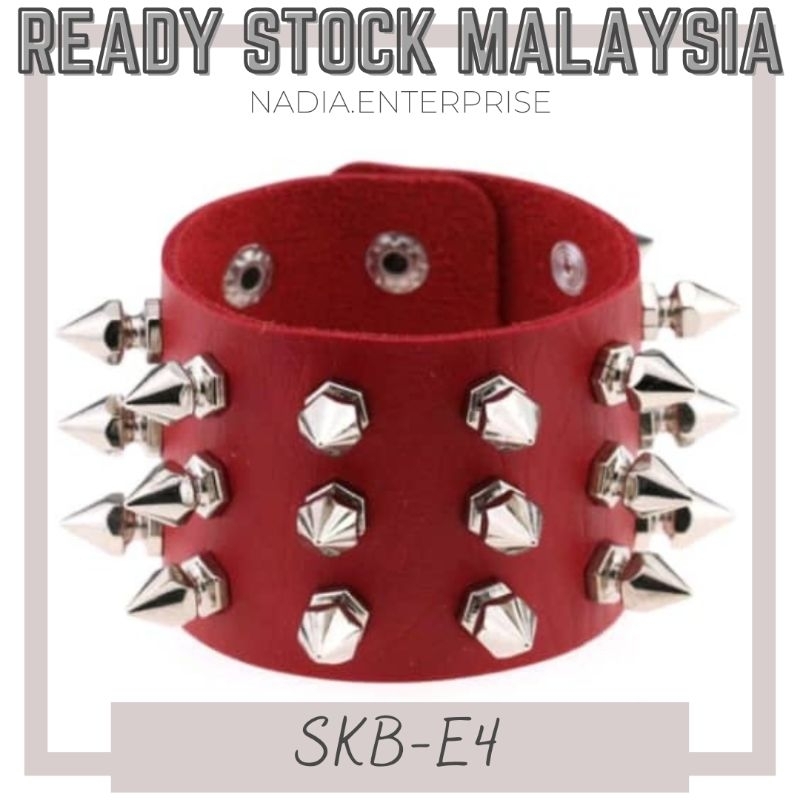 🇲🇾 GELANG Leather Wristband bracelet cuff gothic punk metal armbands ...