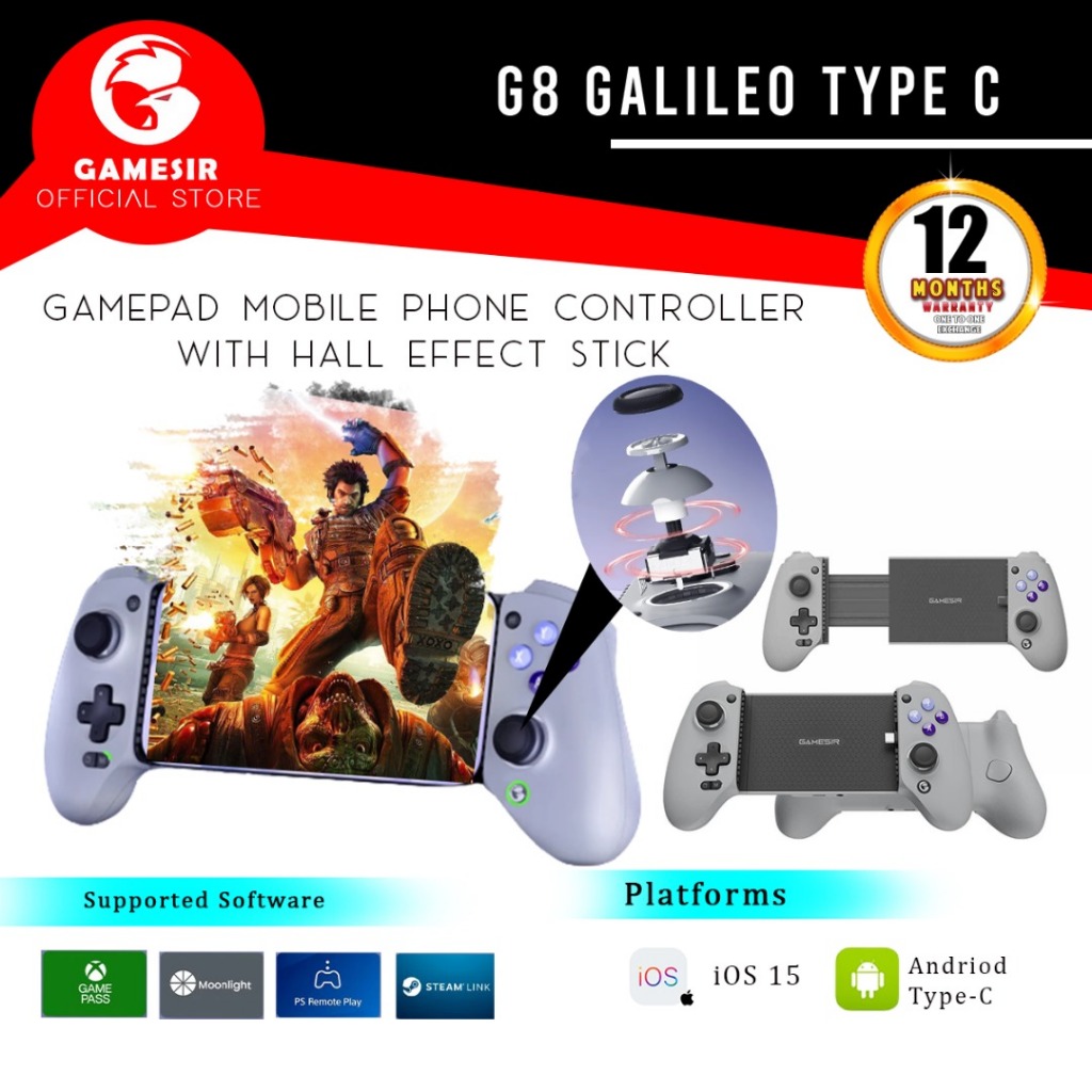GameSir G8 Galileo Type C Gamepad Mobile Phone Controller with Hall Effect Stick for iPhone 15 ...