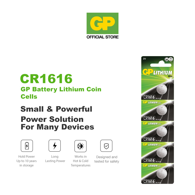 GP Lithium Coin Cells Battery CR1616 [ Card of 5s ] (DL1616 BR1616 ...