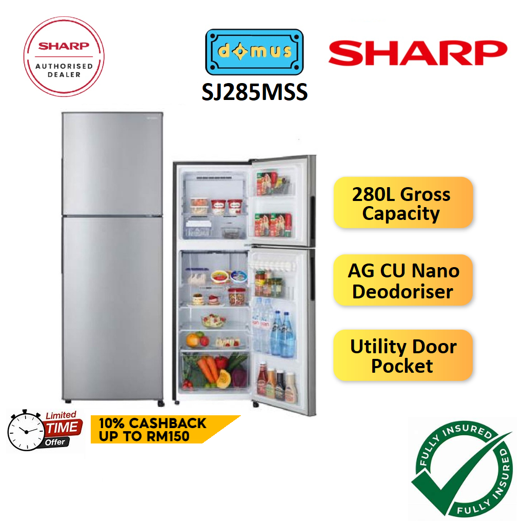3 STAR Sharp Refrigerator 2 Door Fridge 280L Peti Sejuk Peti Ais 2 ...