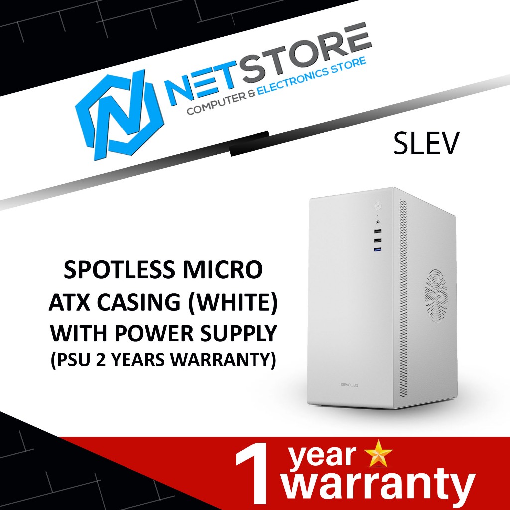 SLEVCASE SPOTLESS MICRO ATX CASING (WHITE) WITH POWER SUPPLY (PSU 2 ...