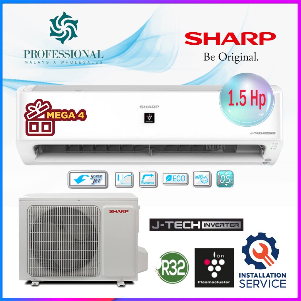Sharp 1HP/ 1.5HP/ 2HP/ 2.5HP AIoT J- Tech Inverter Plamacluster Air ...