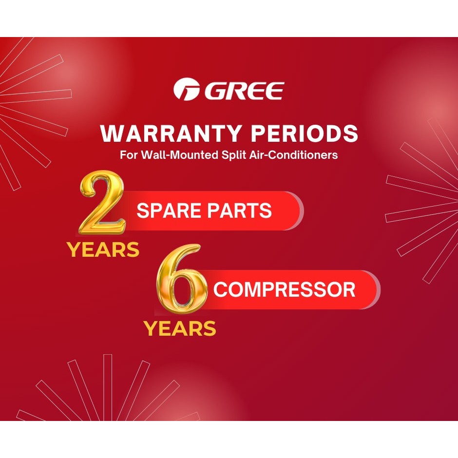 Gree R32 Non Inverter Air Conditioner 1HP, 1.5HP, 2.0HP & 2.5HP Aircond ...