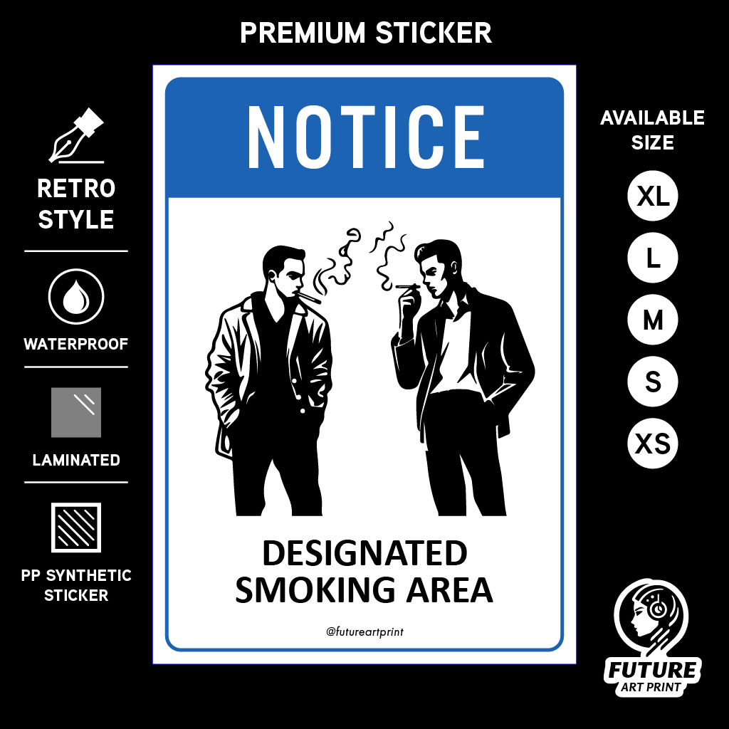 Notice Designated Smoking Area. Premium Sticker Sign Signage. Tempat ...
