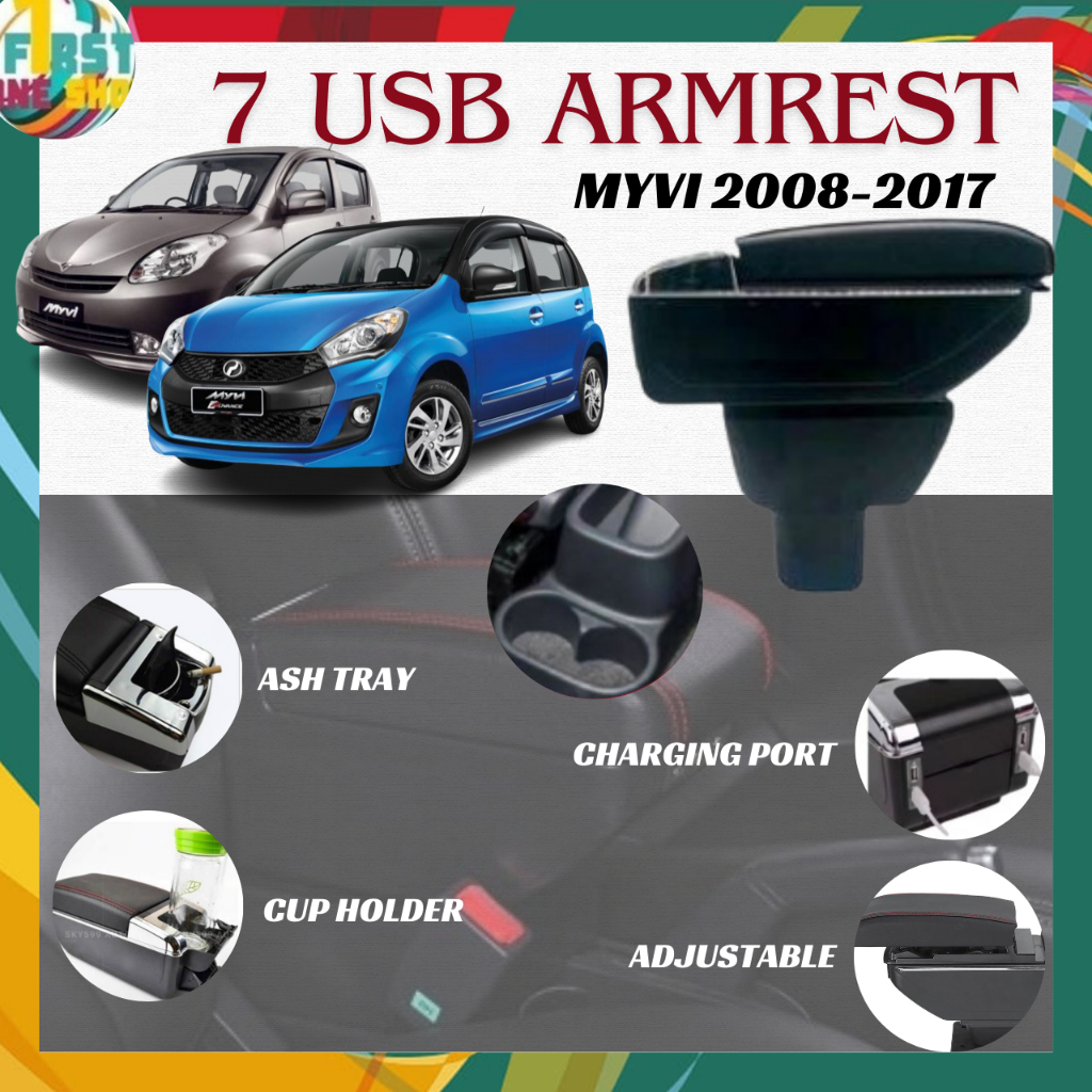 Perodua Myvi /Myvi Lagi Best/Myvi SE 2008-2016 USB ARMREST ADJUSTABLE 7 ...