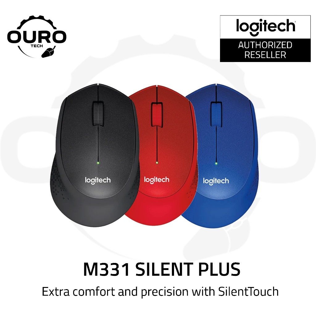 LOGITECH M331 SILENT PLUS WIRELESS MOUSE (BLACK / RED / BLUE) MSE-LGT ...
