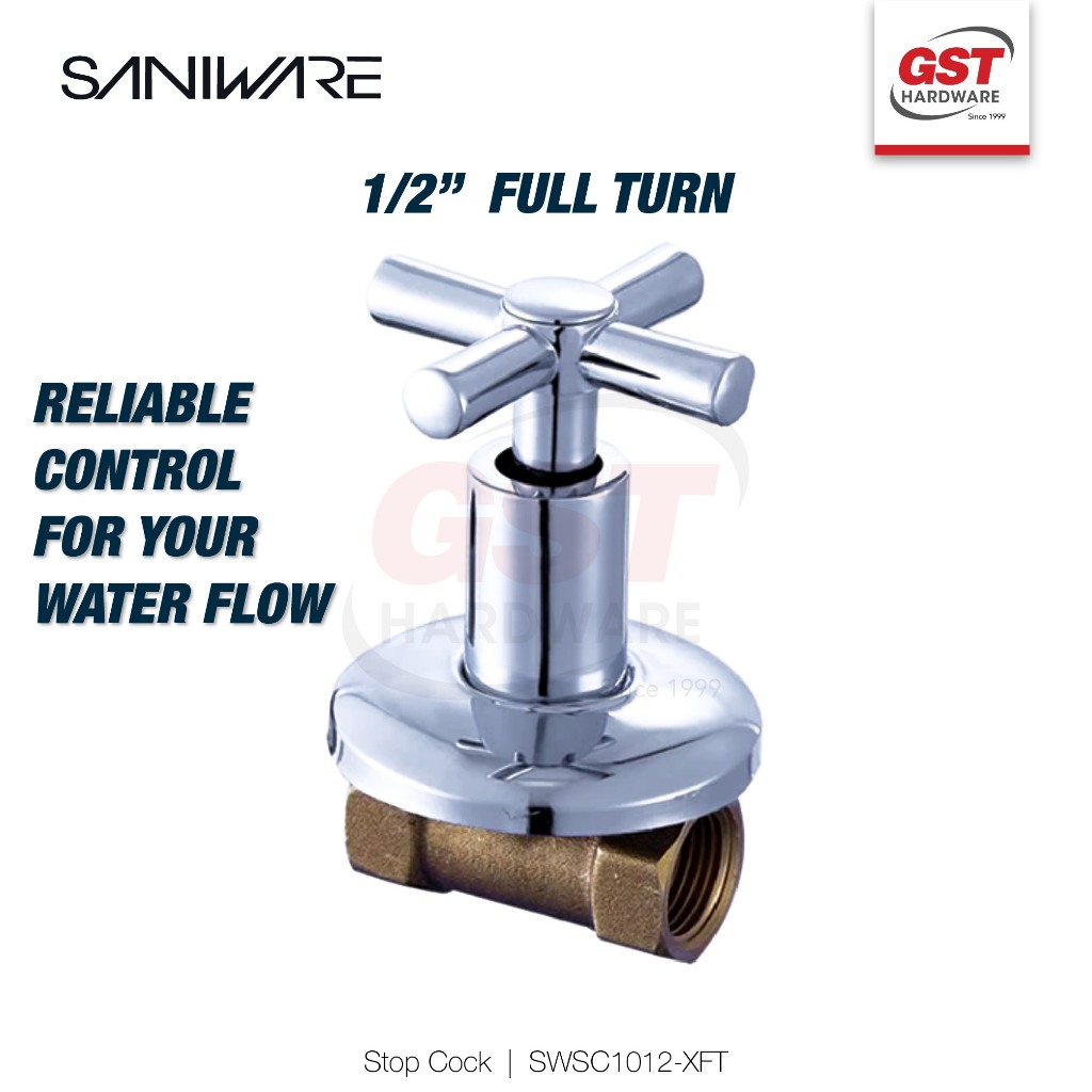 SANIWARE Stopcock Cross Handle Concealed (Full Turn) Stopcock Shower ...
