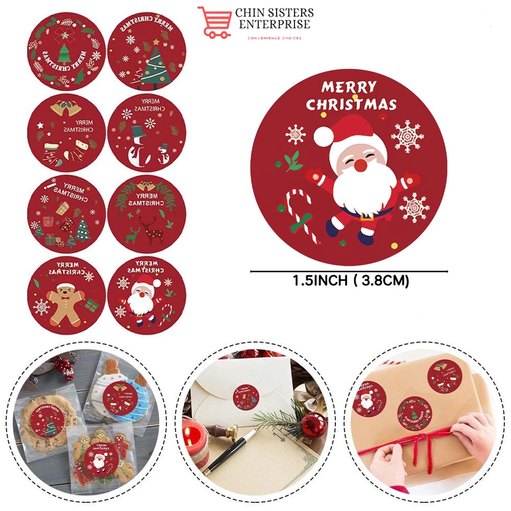 Christmas Theme Sticker Gift Label Santa Claus Snowflake Party Bag ...