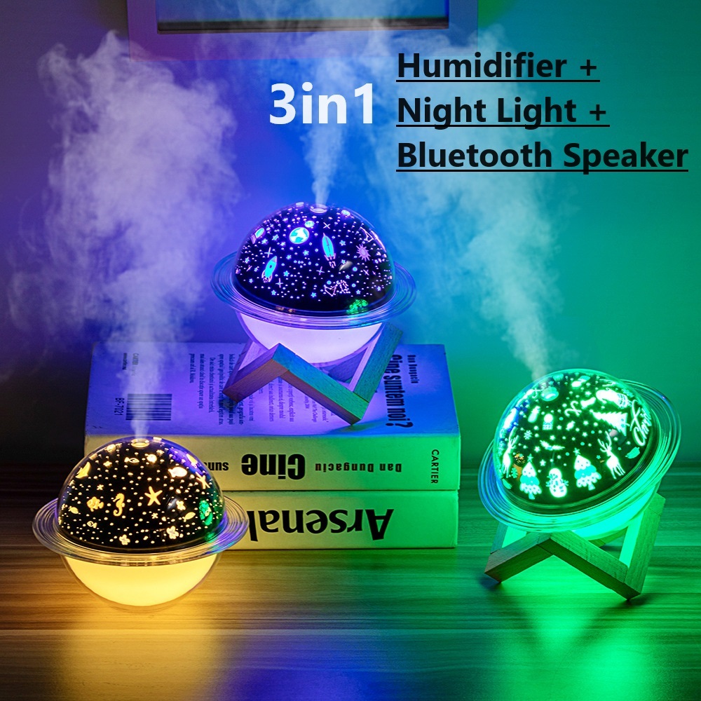 🅰️🅱️ Planet Humidifier with LED Night Light & Bluetooth Speaker | Lampu ...