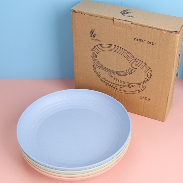 4 Pack 25cm Large Dinner Plates Degradable Dessert Dishes Salad Fruit ...