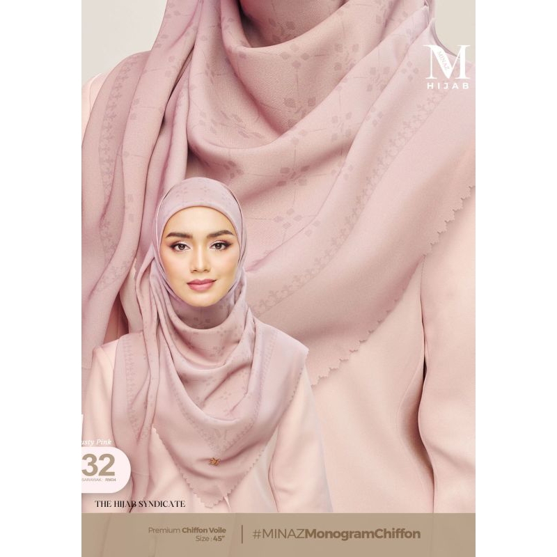 🔥FREE GIFT🔥TUDUNG BAWAL PLAIN MONOGRAM CHIFFON BY MINAZ HIJAB | Shopee ...