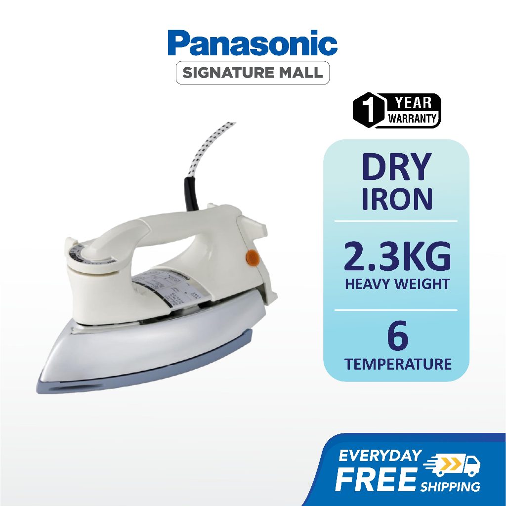Panasonic NI-22AWT Heavy Weight Dry Iron Non-Stick Soleplate (2.3kg) NI ...