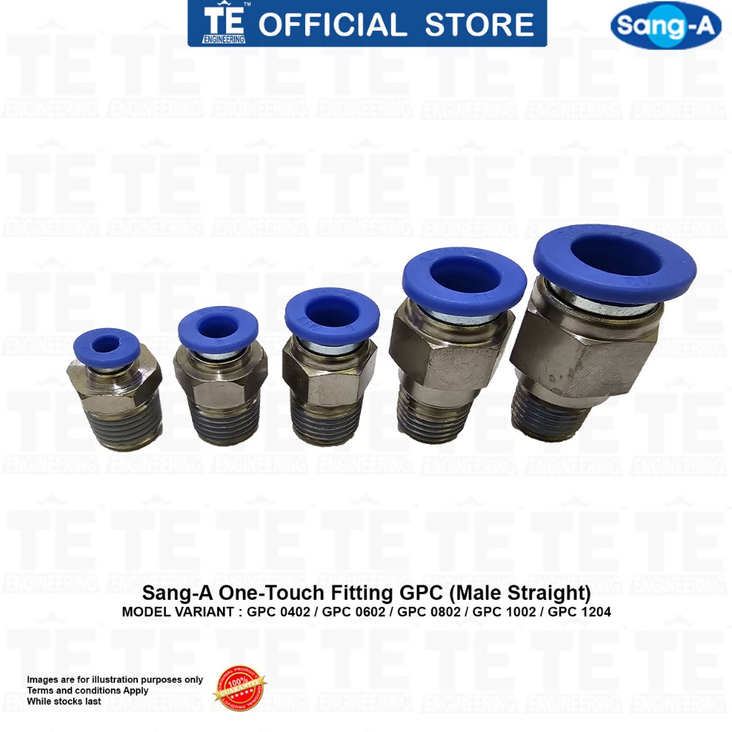SANG-A Pneumatic One-Touch Fittings (Male Straight) GPC 0402 / 0602 ...