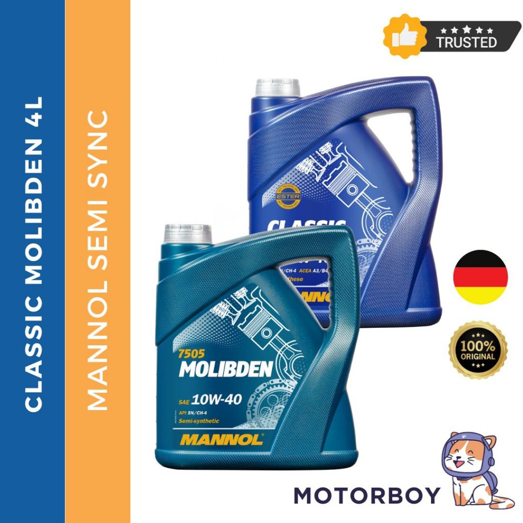 MANNOL SEMI SYNT CLASSIC 7501/MOLIBDEN 10W40 7505 ENGINE OIL GERMANY 4L ...