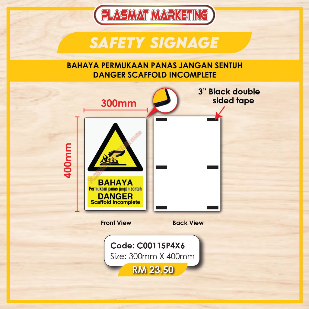 Safety Sign. Bahaya Permukaan Panas Jangan Sentuh | Shopee Malaysia