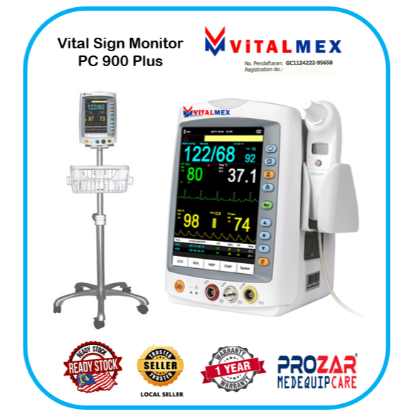 VITAL SIGN MONITOR NIBP PC900 PLUS VITALMEX 4 PARAMETER NIBP, SPO2, TEMPERATURE, ECG | Shopee ...