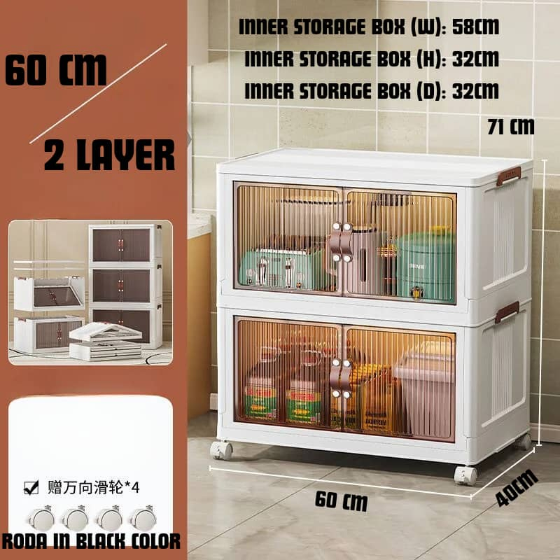 VARIOUS 1/2/3/4/5 Layers Multipurpose Double Sided Opening Storage Cabinet Foldable/Stackable ...