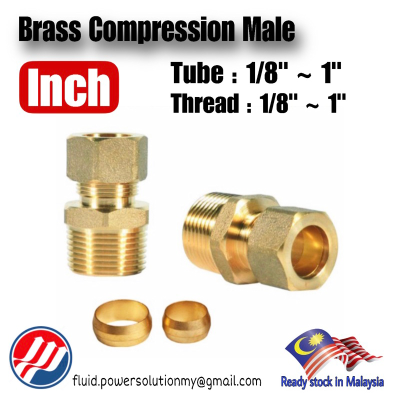 [ Inch ] Compression Male Fitting BSPT(PT) Male 1/8",1/4",3/8" and 1/2 ...