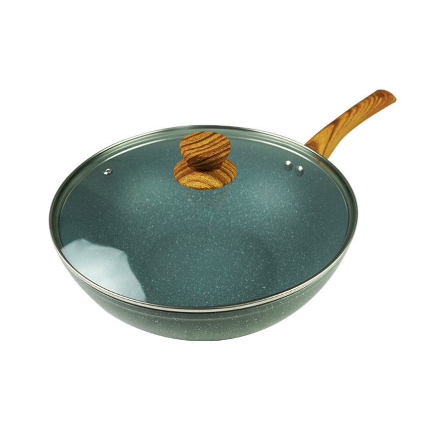 Meija Jo's Marble Wok Pan 28cm/32cm Non Stick, Induction, Aluminum Wok ...