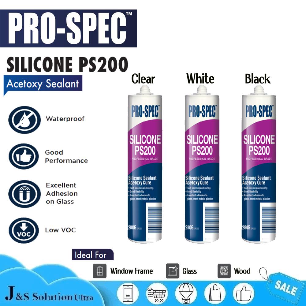 PRO-SPEC PS200 SILICONE SEALANT 280G Clear | Black | White Color ...