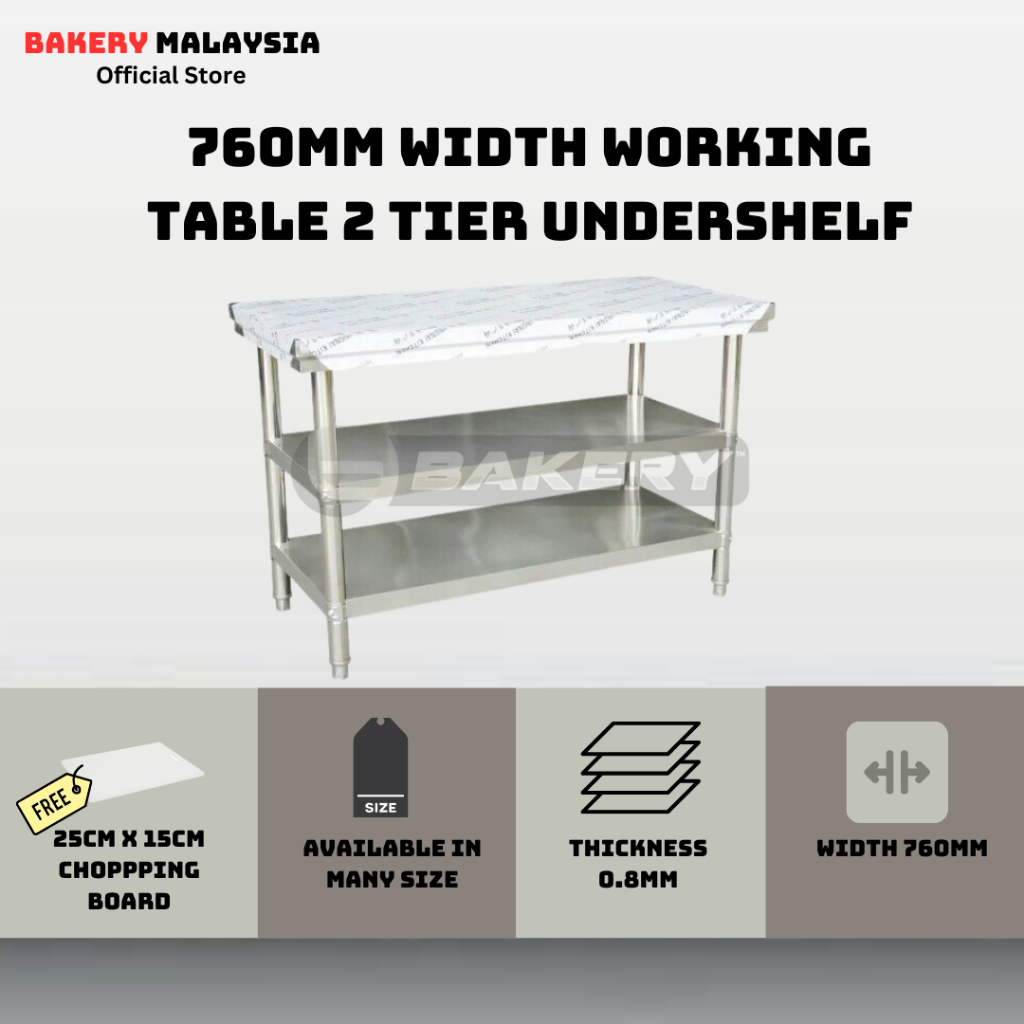 120CM/150CM(5FT)/180CM(6FT) X 60CM(2FT) Stainless Steel Kitchen Worktable / Meja / Working Table ...