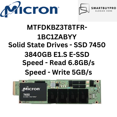 Micron MTFDKBZ3T8TFR-1BC1ZABYY Hard Drive 3.84TB SSD NVMe PCIe Gen4 E1 ...