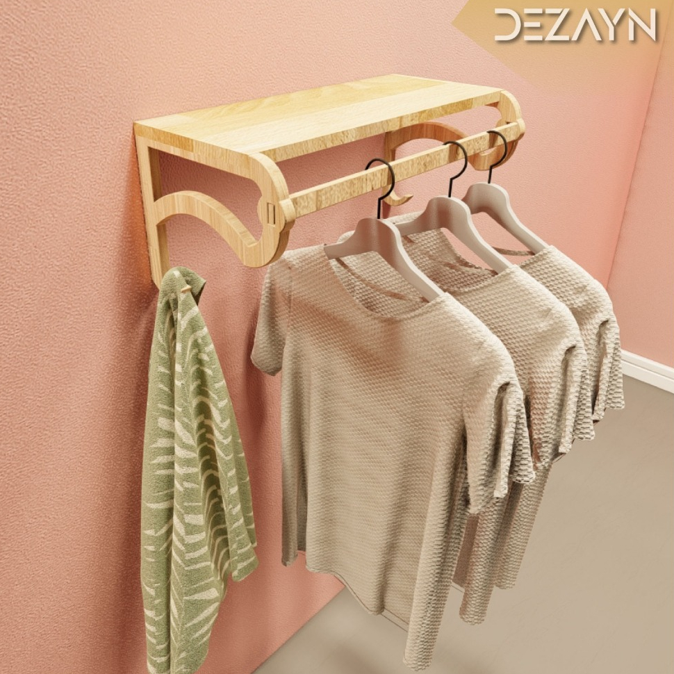 Dezayn Wooden MUJI Style Shelf RG -1 /Rak Gantung Baju Towel / Rak ...