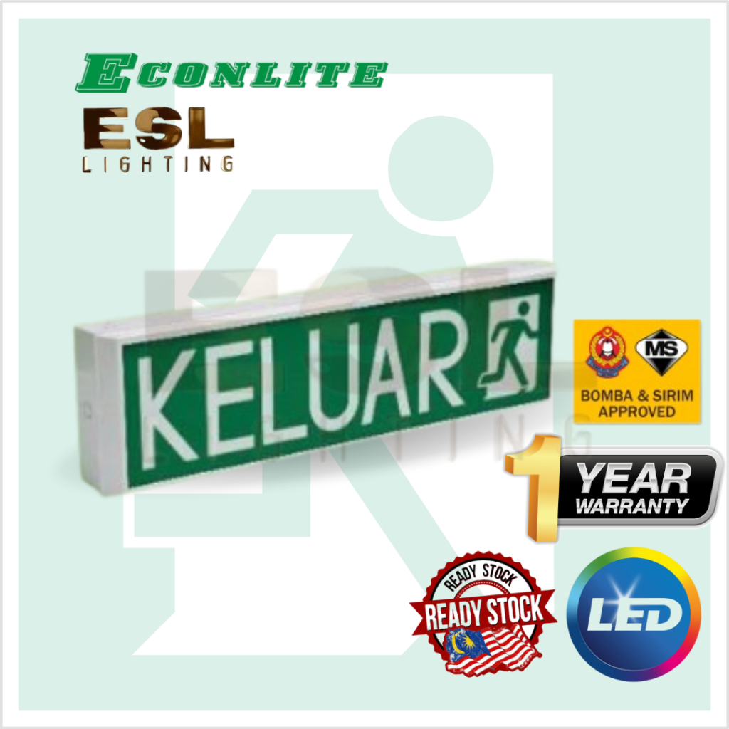 ECOLITE EMERGENCY SIGN KELUAR SIGN LED LE-908SL (BOMBA & SIRIM APPROVED ...