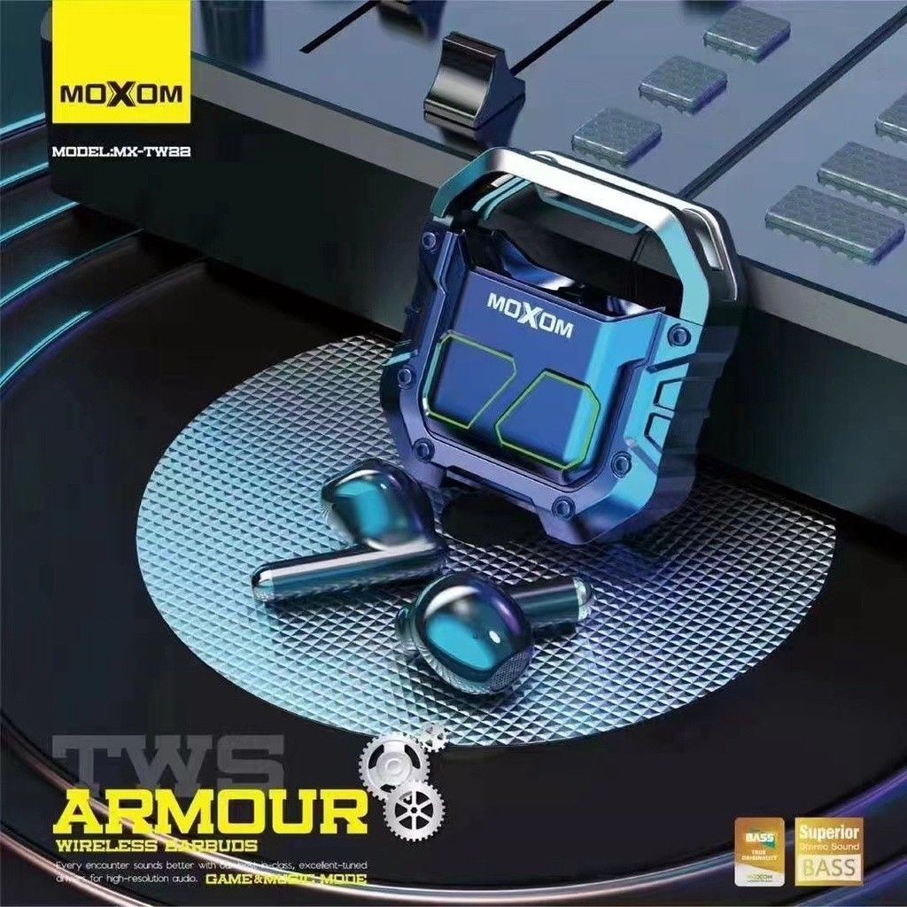 Moxom MX-TW22 Tws Armour Wireless Earbuds Focus Gaming & Music Mode ...