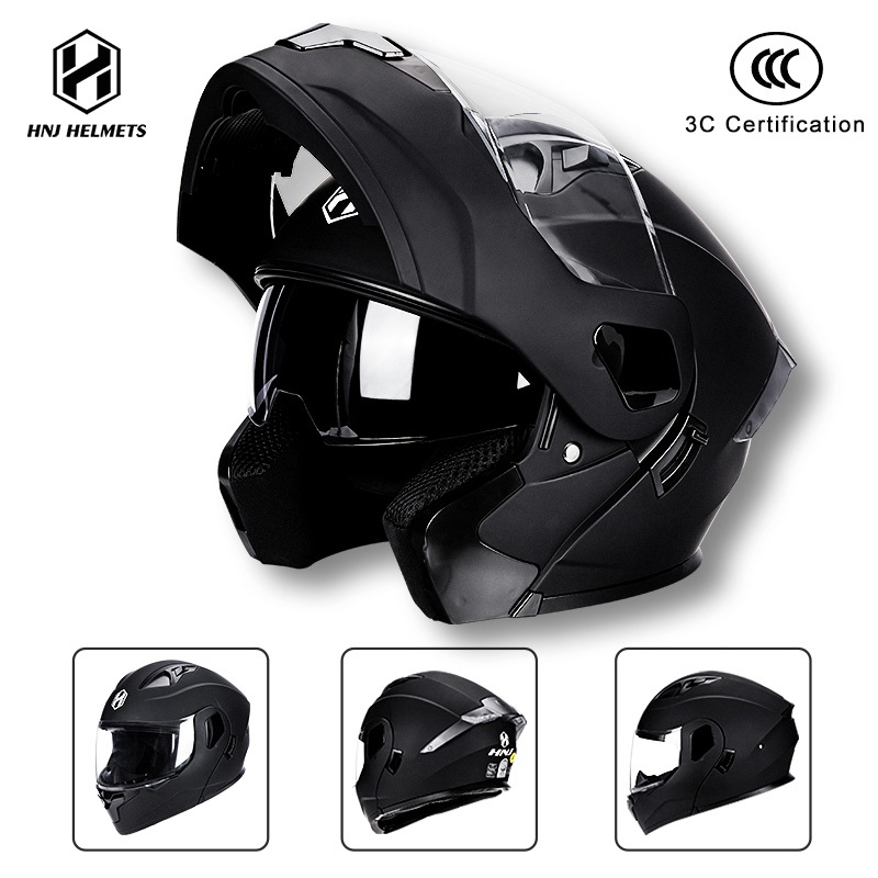 HNJ Flip Up Helmet Motor Motorcycle Double Visor Modular Full Face ...