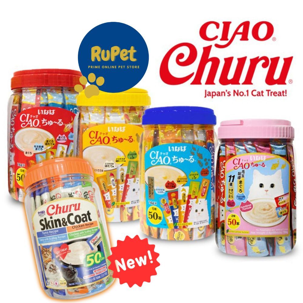 Ciao Churu / Inaba Churu Value Pack 50 pcs (14g/stick) Cat Treats ...
