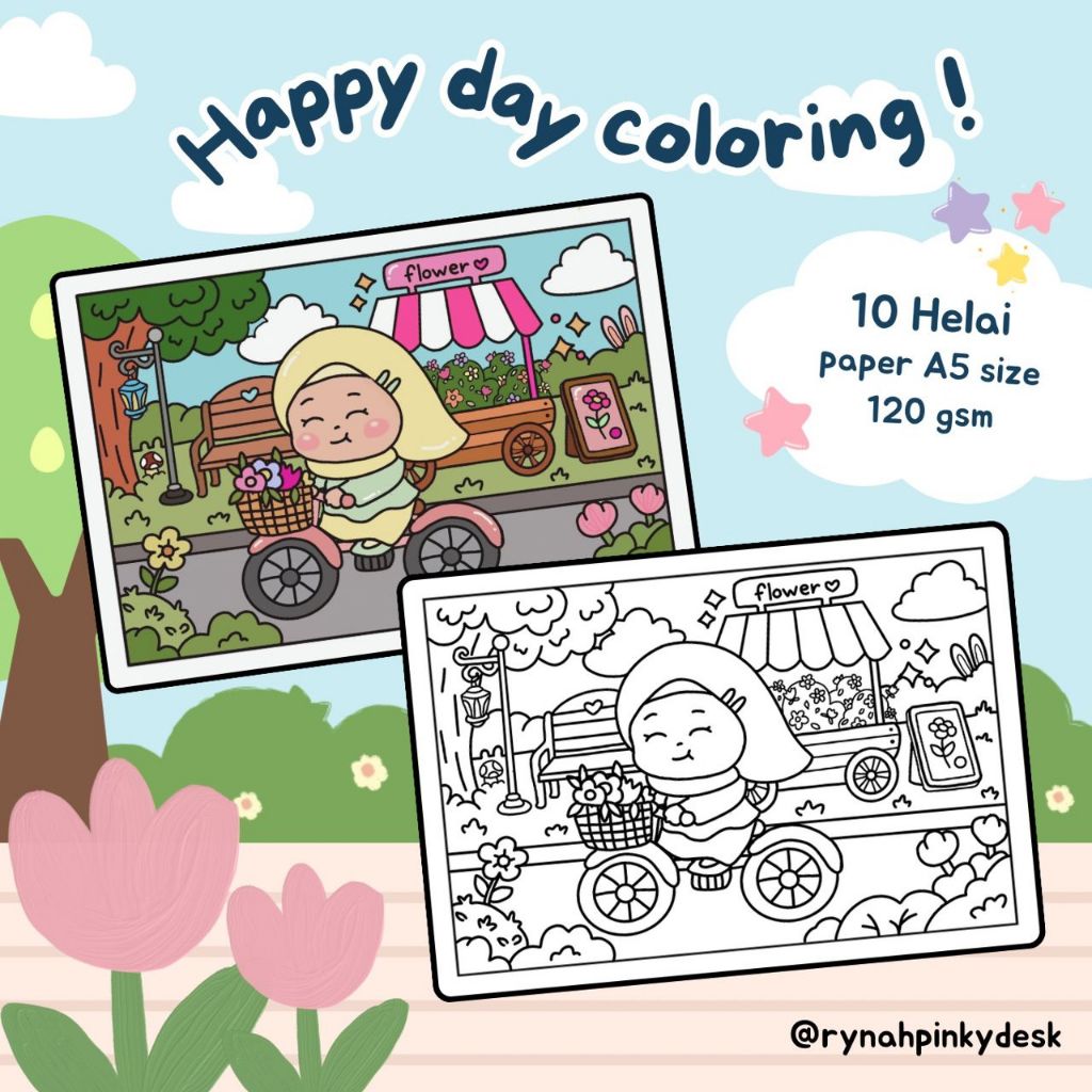Rynahpinkydesk Set Happy Day ( Coloring pages only ) kertas mewarna ...