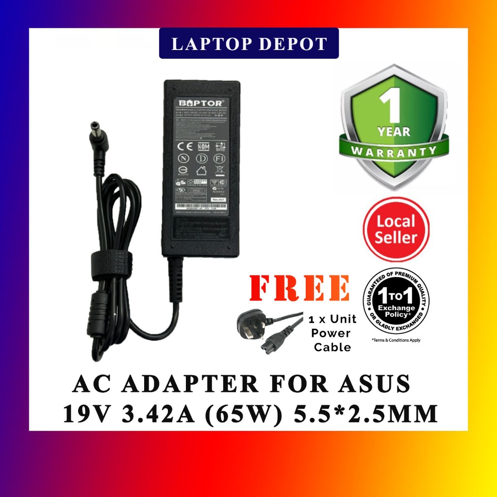 [1 Year Warranty] Pengecas For ASUS 19V 3.42A ( 65W ) 5.5 * 2.5 mm ...