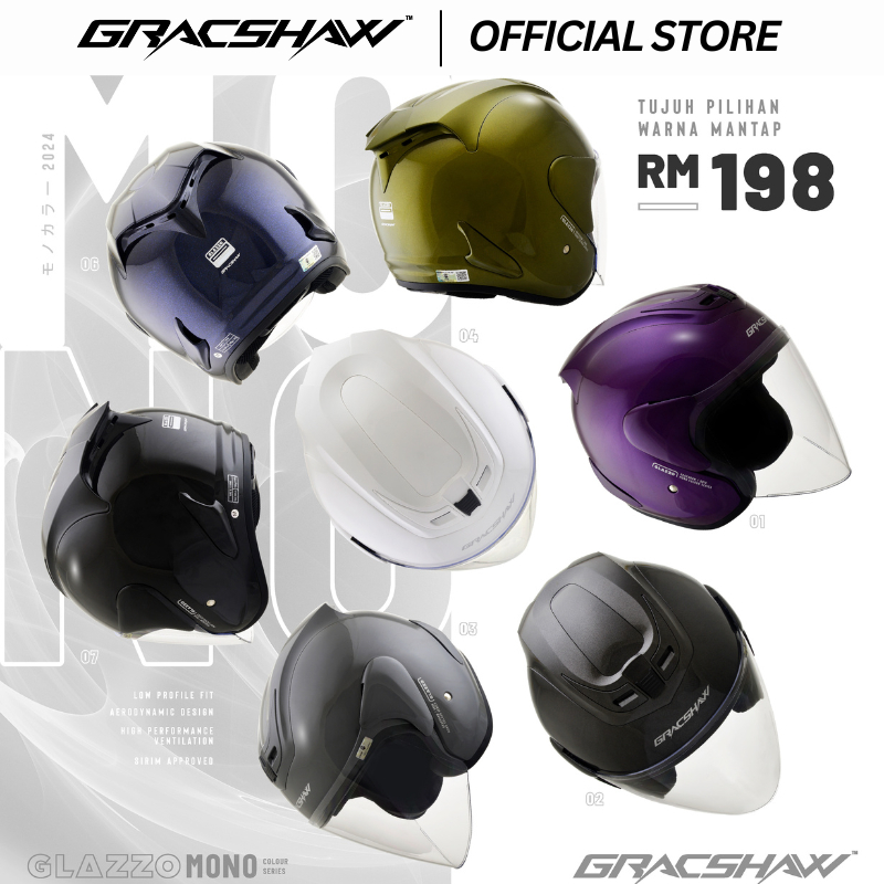 Gracshaw G919i Glazzo Mono Plain Helmet Monocycle Helmet Single Visor ...
