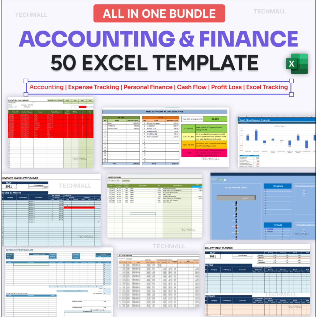 50+ Accounting & Finance Excel Templates Bundle | Customizable Files ...