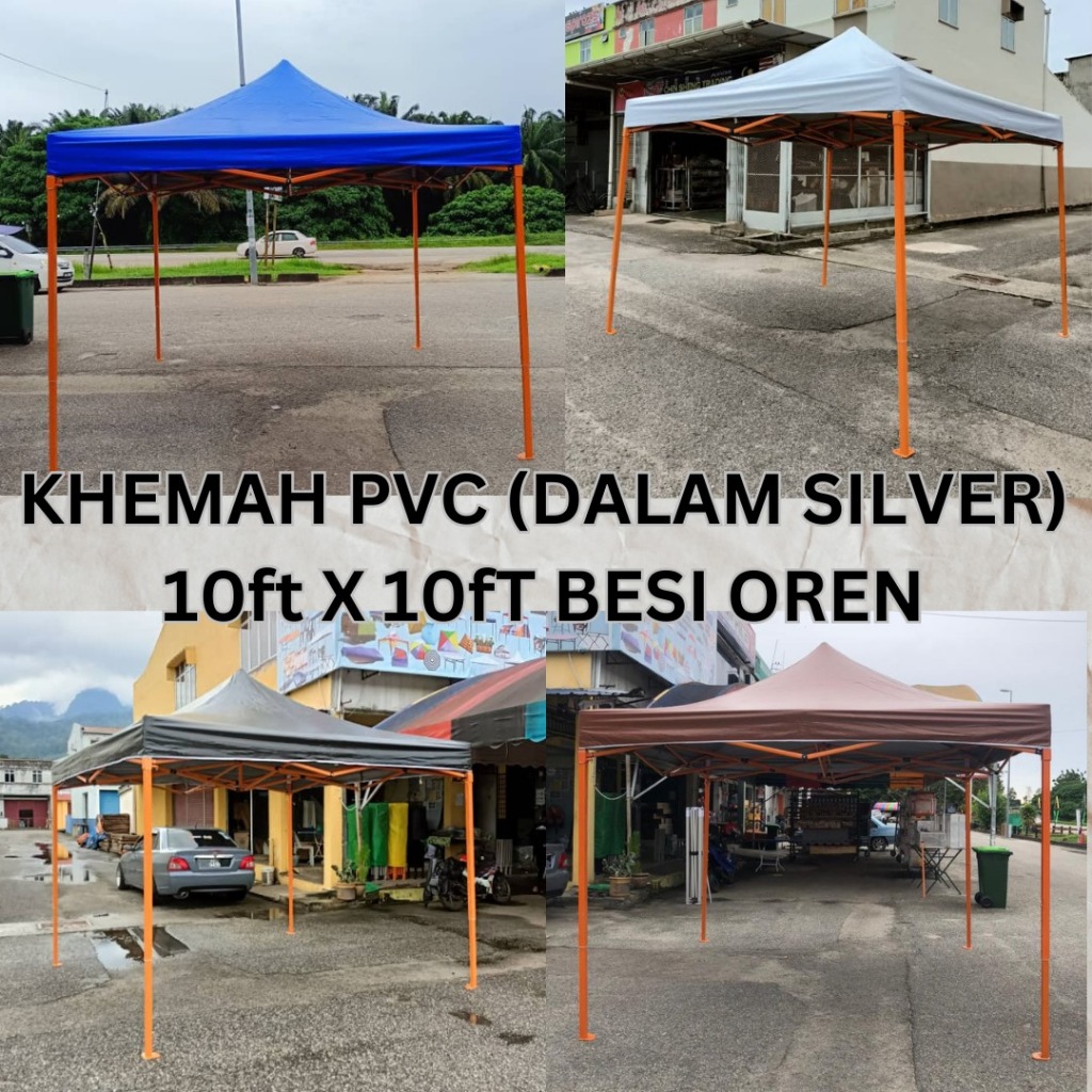KHEMAH PVC (DALAM SILVER) SAIZ 10ft X 10ft (3M X 3M) BESI OREN | Shopee ...