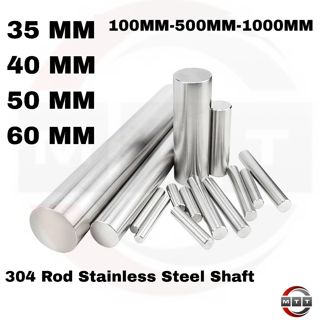 304 Rod Stainless Steel Shaft SS304 Round Bar 35mm 40mm 50mm 60mm (100MM-500MM-1000MM) | Shopee ...