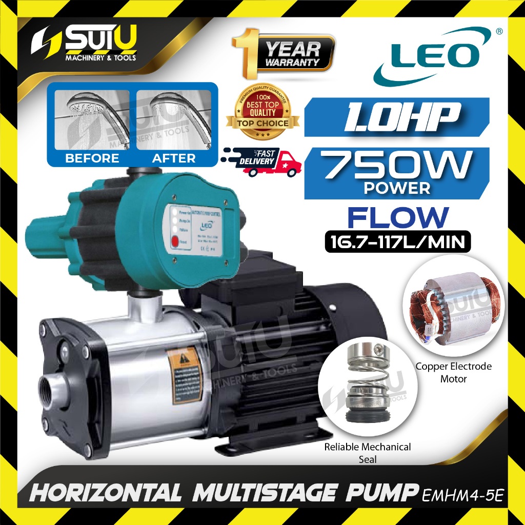 [100% ORIGINAL] LEO EMHM4-5E / EMHM 4-5E 1HP Stainless Steel Horizontal ...