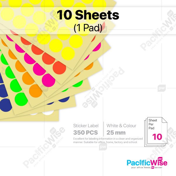Round Sticker Label/Label Pelekat Bulat/Sticker Label/25mm (10 Sheets x ...
