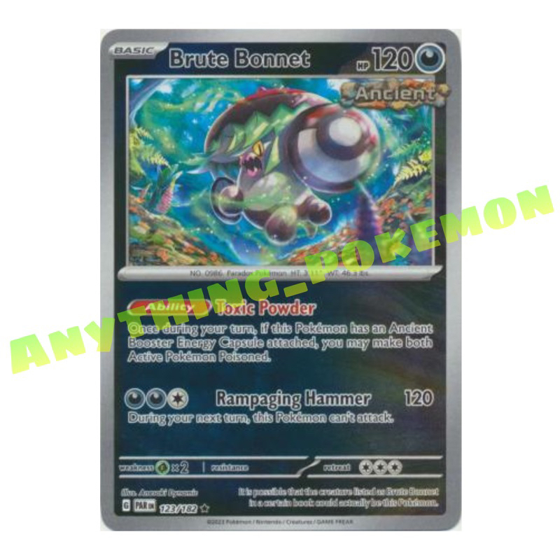 Pokemon Card - Brute Bonnet (123/182) - HOLO/REVERSE HOLO - Scarlet ...