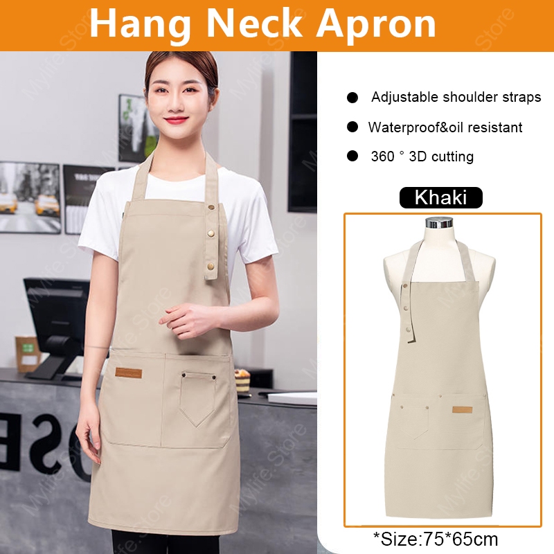 Ready Stock apron kitchen waterproof Oilproof Hang Neck Apron Cook ...