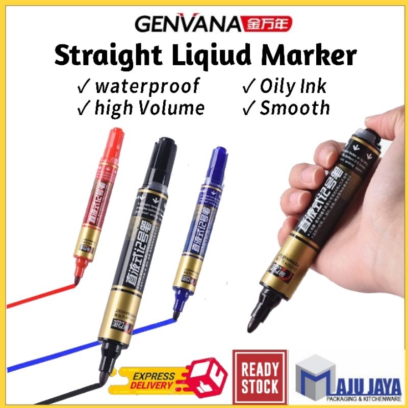 [Genvana] Marker Pen Permanent Oily Waterproof straight liquid type ...