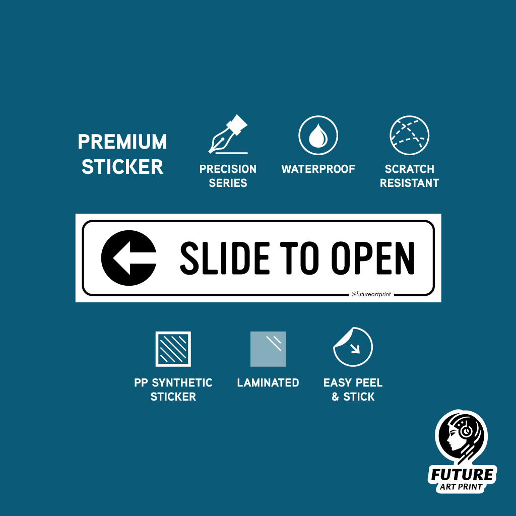 Slide To Open Door. Premium Sticker Sign Notice Label. Sliding Door ...