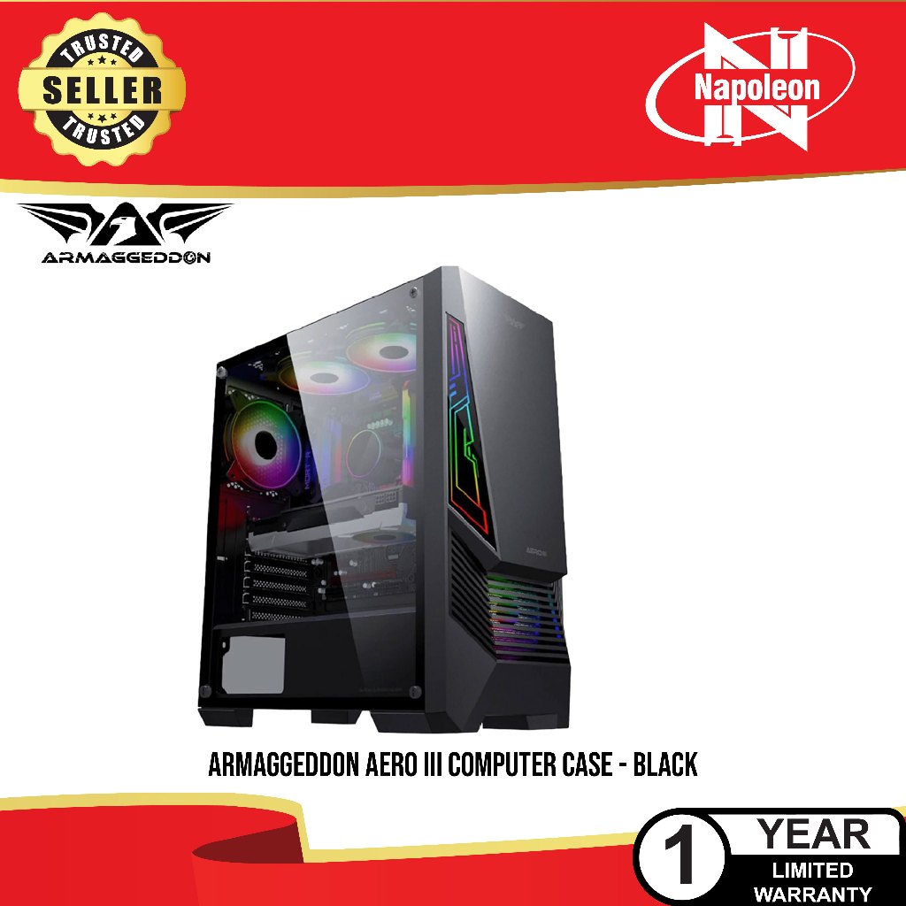 ARMAGGEDDON AERO III COMPUTER CASE - BLACK **no free casing fans ...