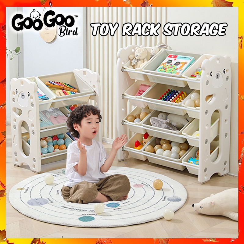 GOOGOO BIRD Multiple Sizes Bear Design Children Storage Toy Rack Bins ...