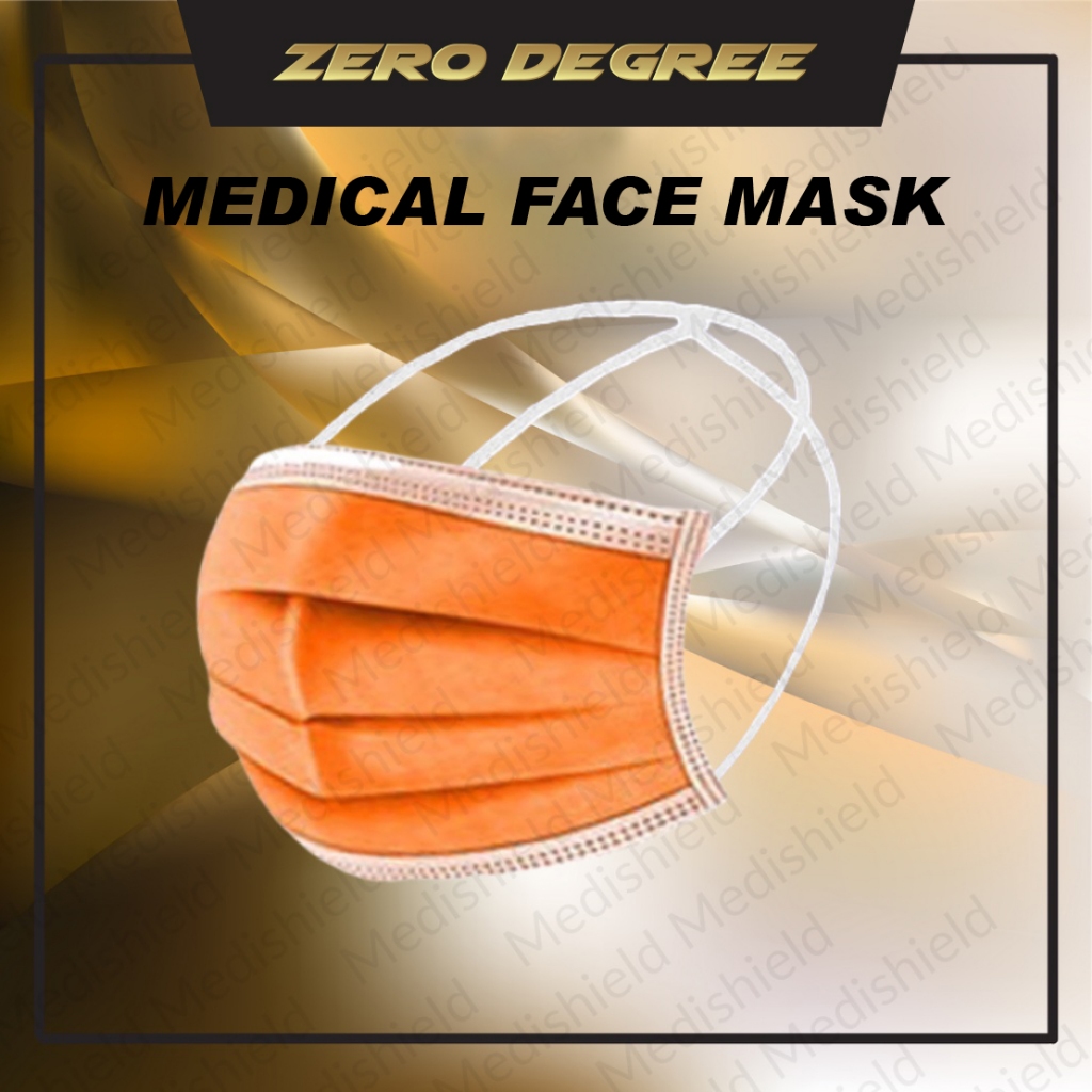 Zero Degree50pcs Orange Mask 3ply Face Mask Hijab Mask Head Loop Mask ...